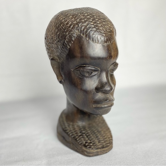 Accents | Vintage Ebony Wood Hand Carved African Bust Heads | Poshmark